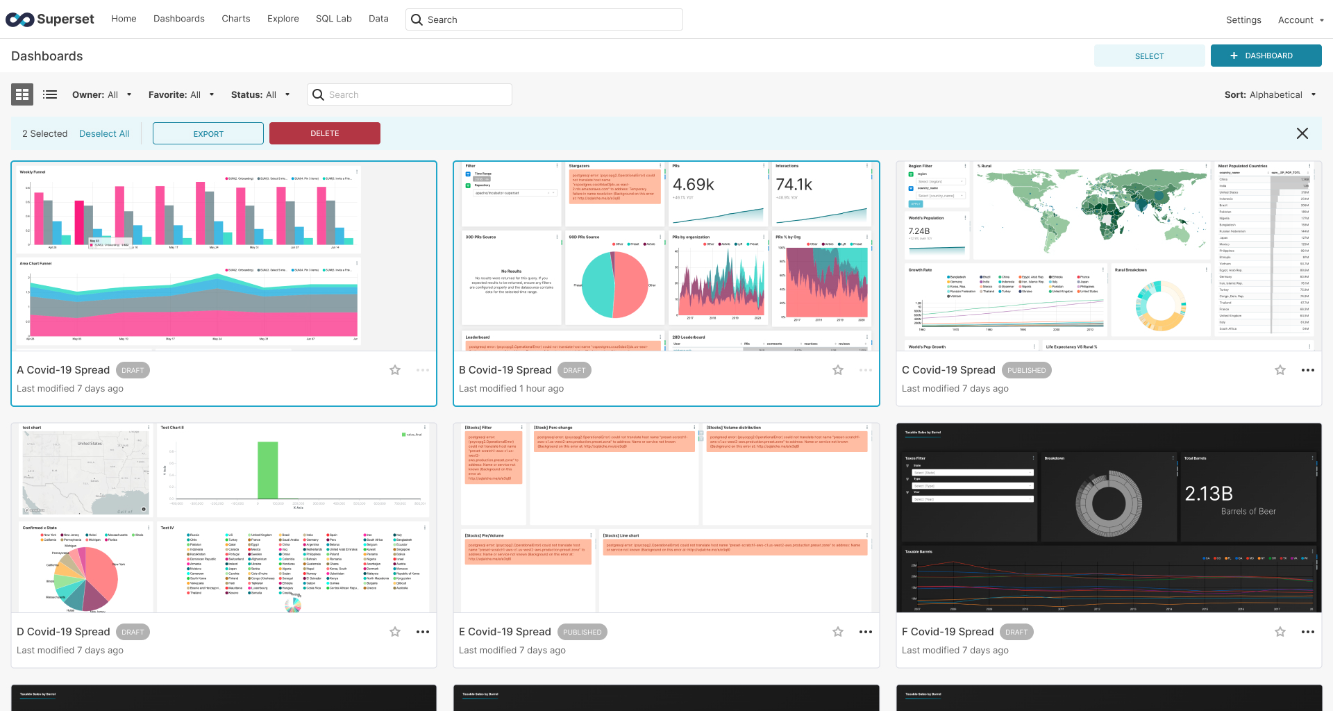 Delete Cant Select For Bulk Delete In Chartdashboard List When Using Card View · Issue 12965