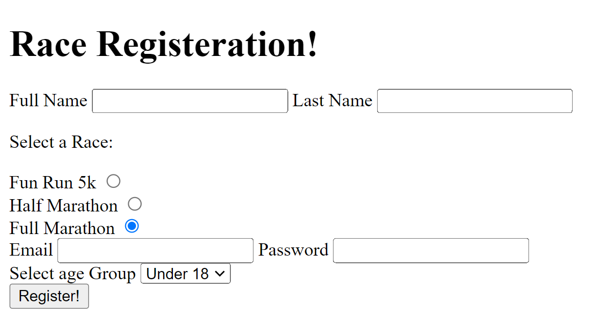 GitHub - harshchhabra37/RaceRegisteration: Basic HTML page for Marathon ...
