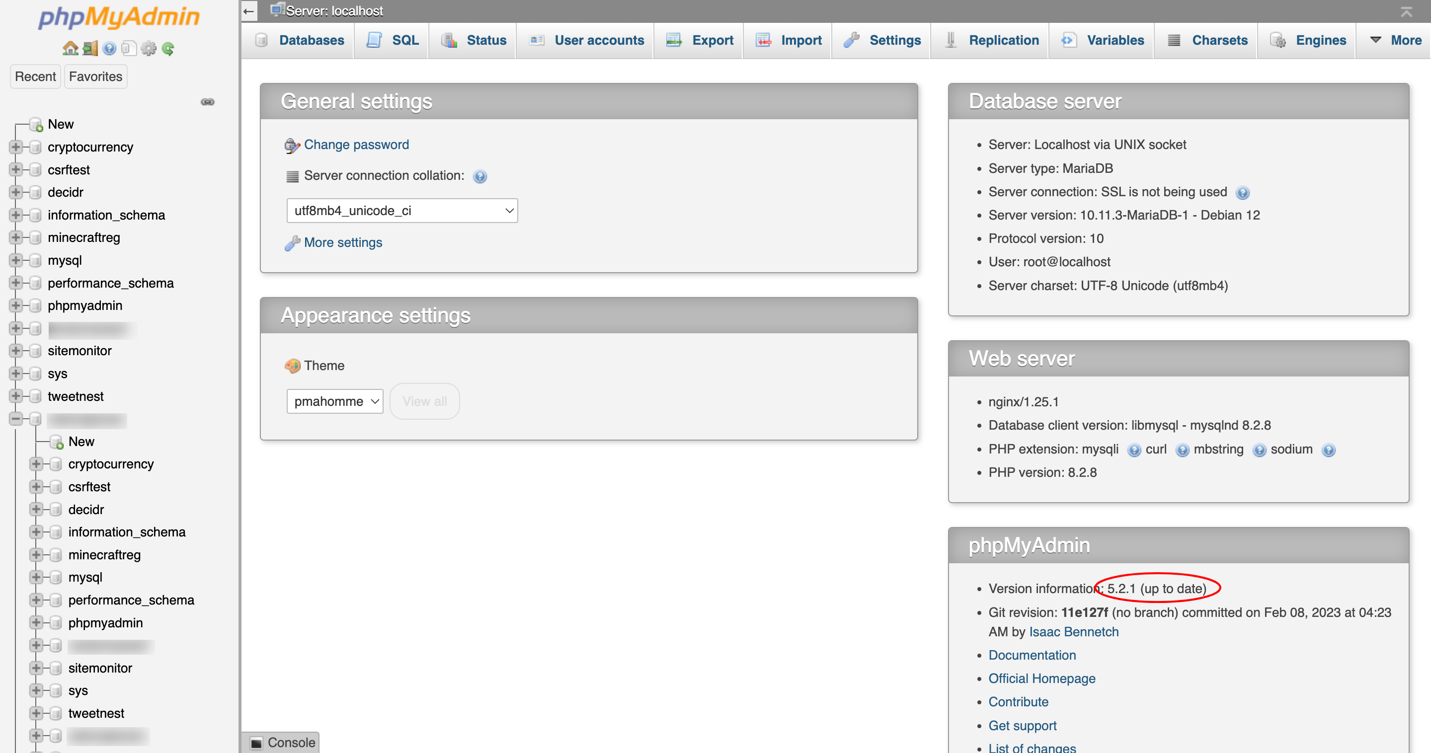 Navigation panel - table list is broken (5.2.1) ("duplicate" of #17308 ...