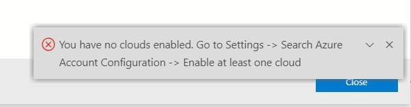 I cannot access the Accounts section of Azure Data Studio to add a new ...