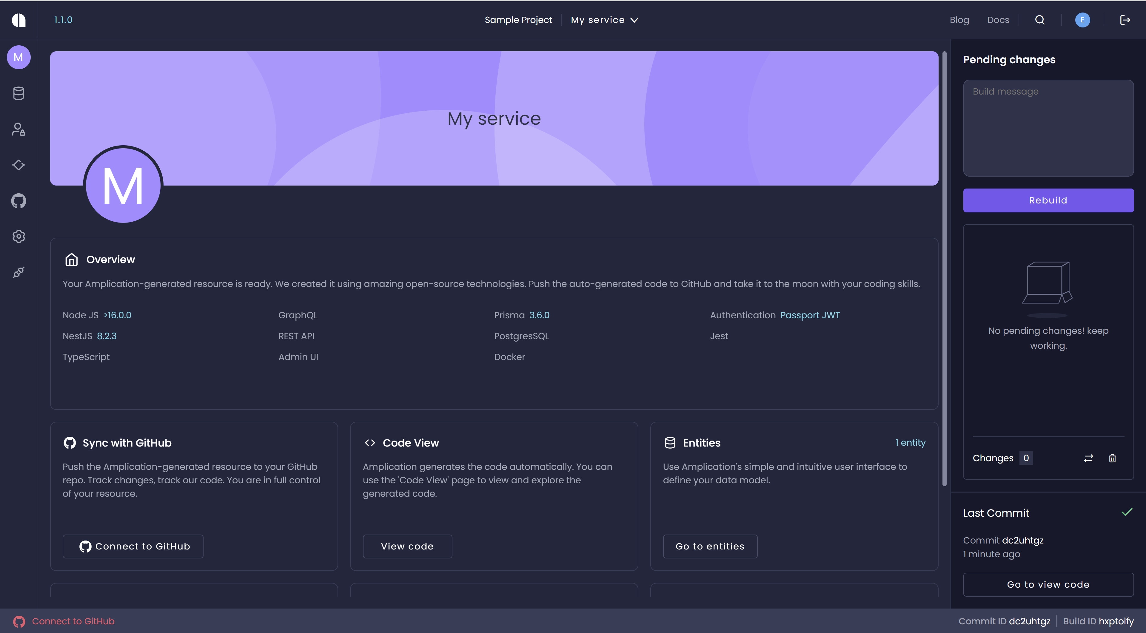 Add Builds Page To Left Menu And Service Overview · Issue 4469 · Amplicationamplication · Github 8225