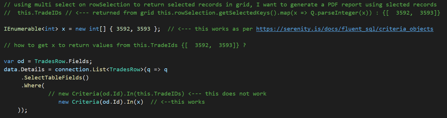using rowSelection.getSelectedKeys on grid to generate PDF based on selected records · Issue ...