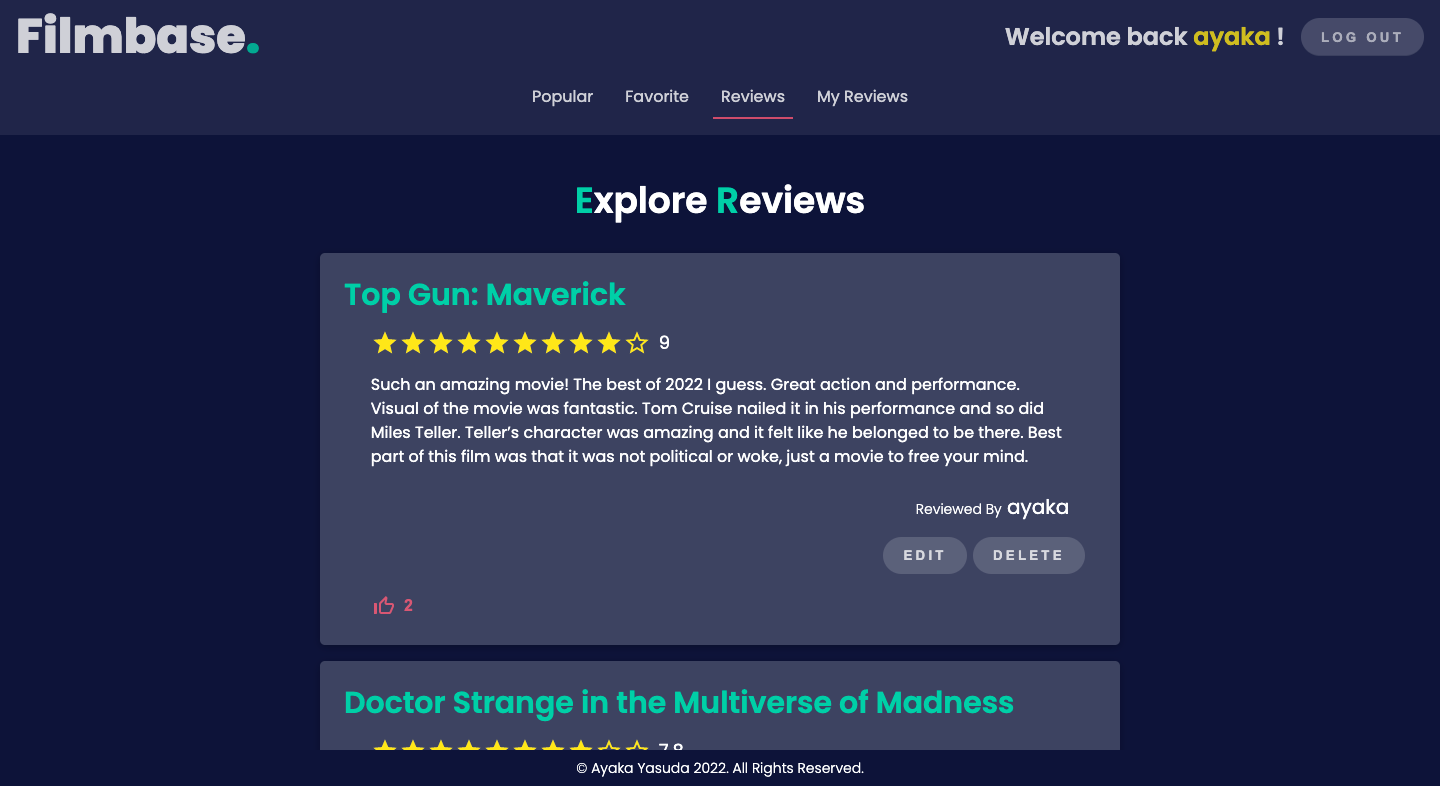 GitHub - AyakaYasuda/filmbase-frontend: A movie app that allows users to post reviews