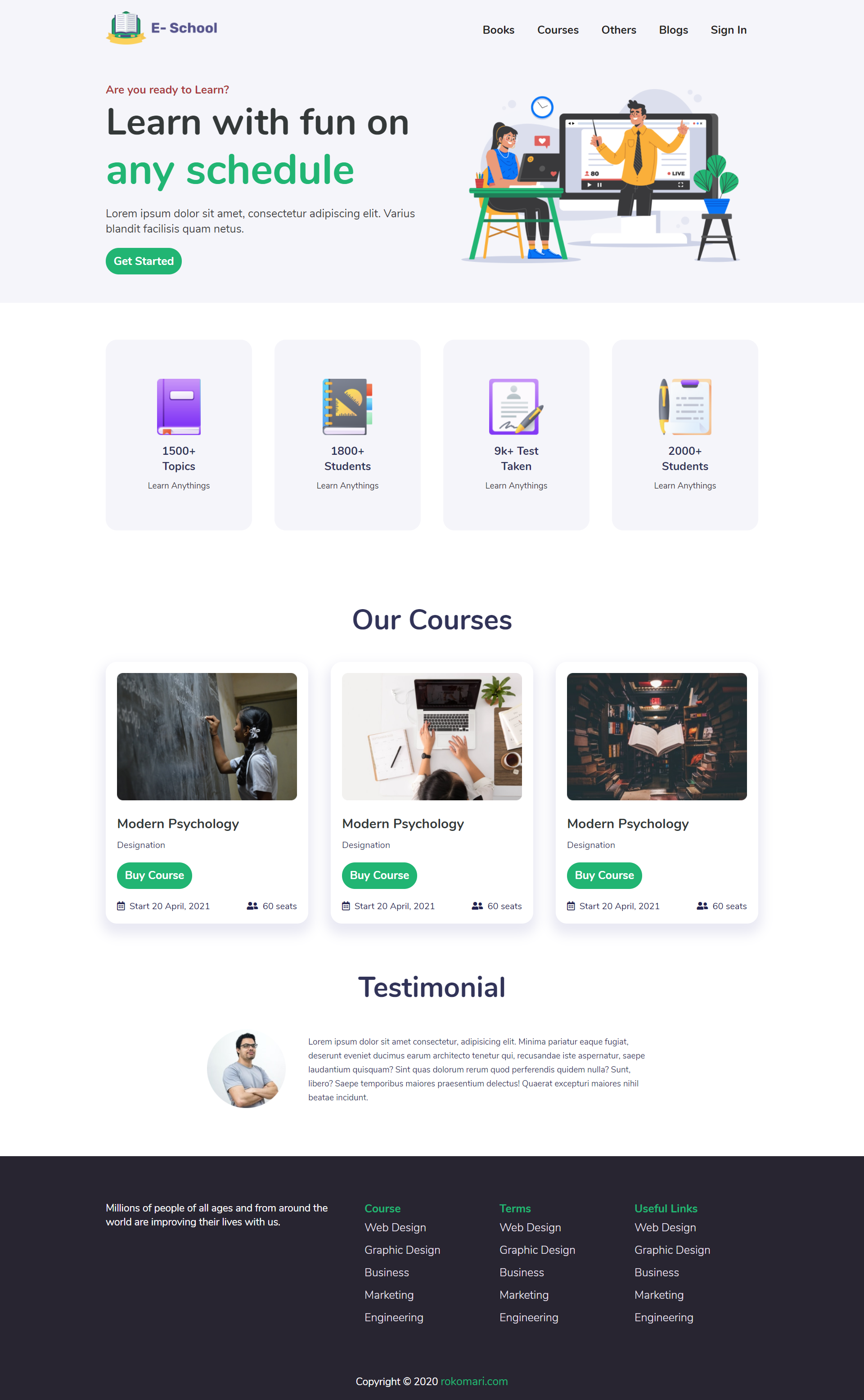 GitHub - ArnobMahmud/E-School: E-School : Online based education landing web-page.