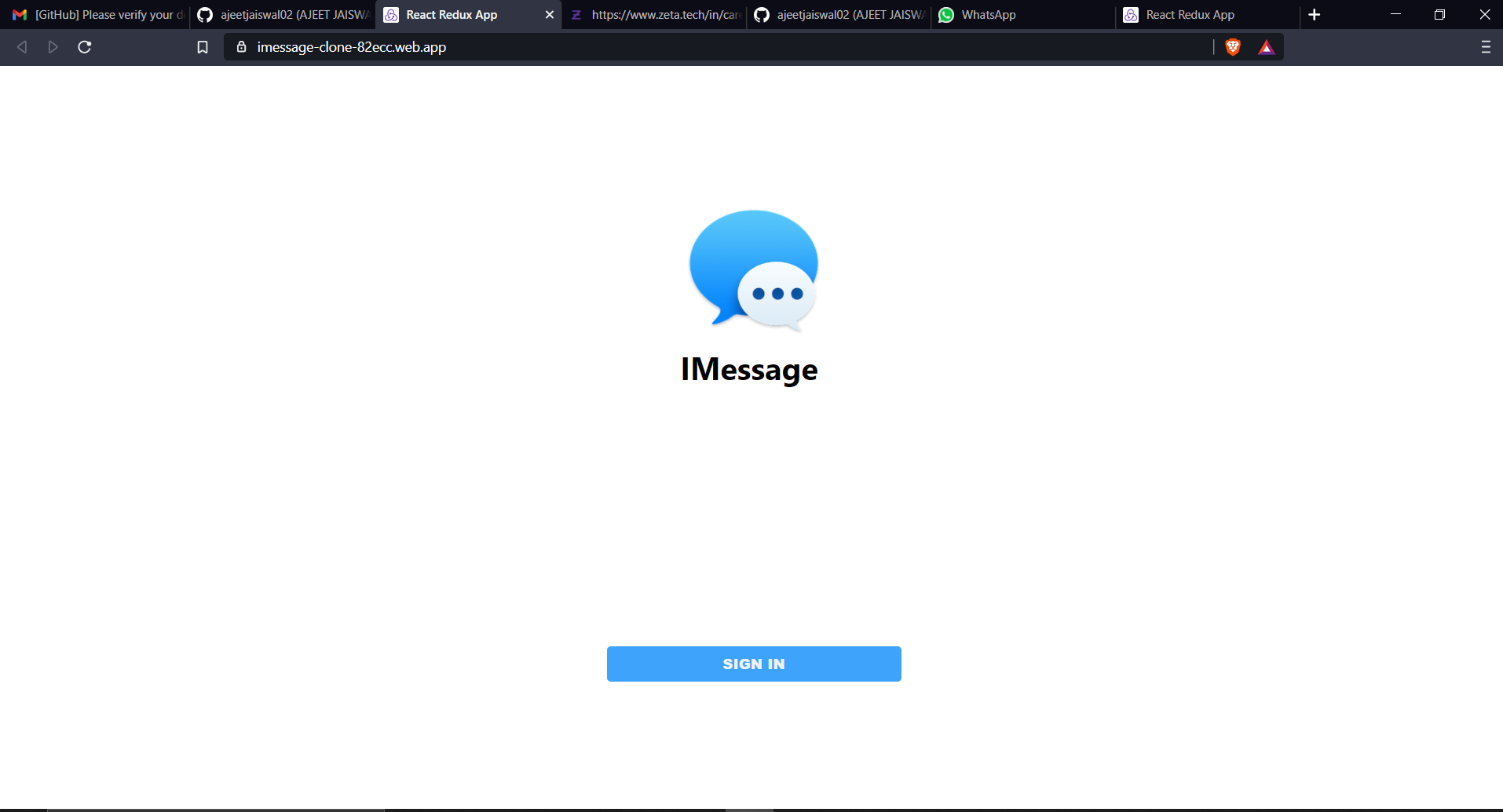 GitHub - ajeetjaiswal02/Imessage-clone: Imessage clone using react for Frontend and firebase for ...
