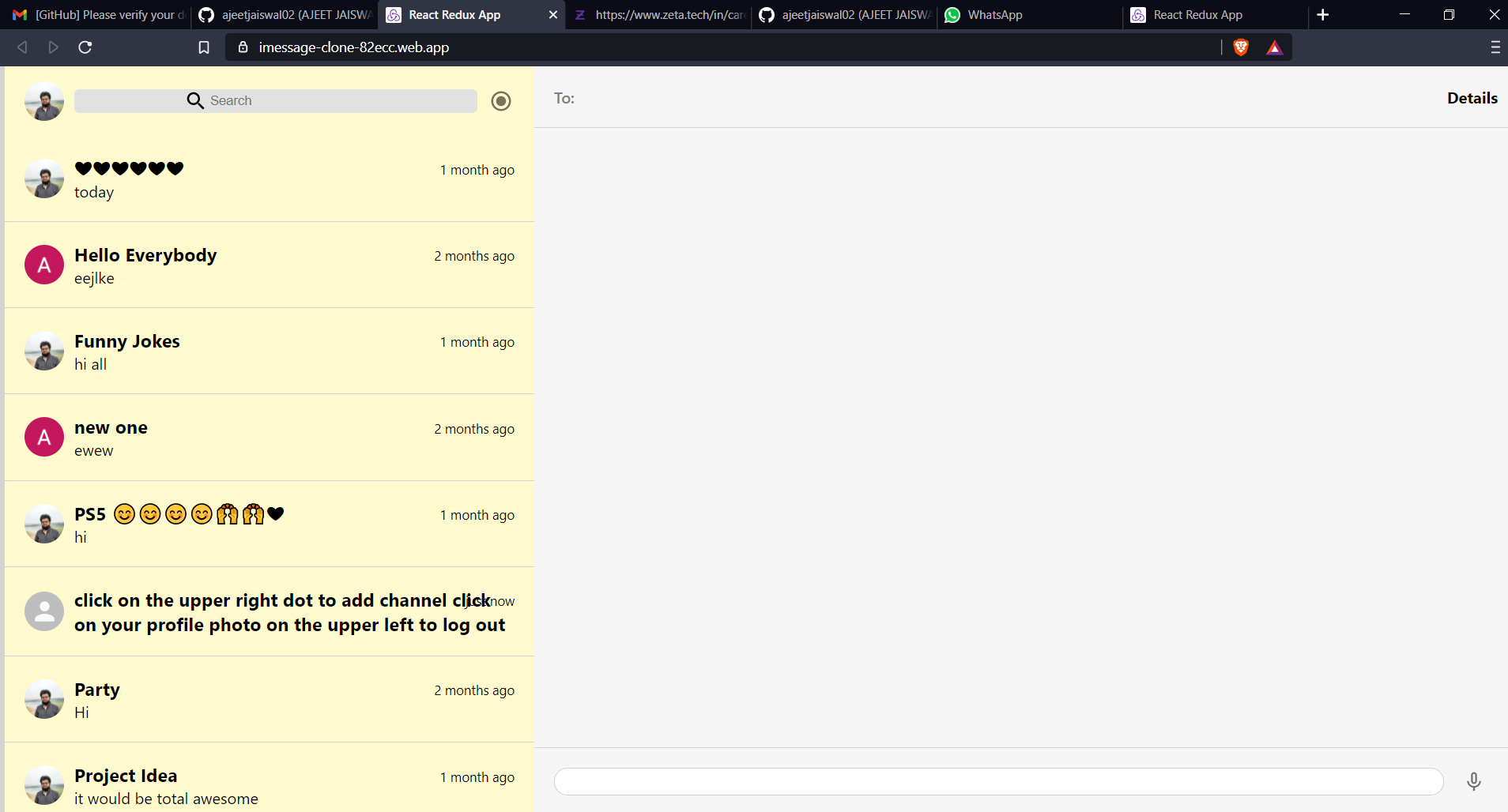 Github Ajeetjaiswal02imessage Clone Imessage Clone Using React For Frontend And Firebase For