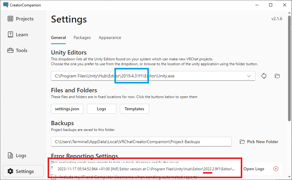[BUG] Remove "Editor version at ...\2023.1.19f1\Editor\Unity.exe is not supported" message and ...