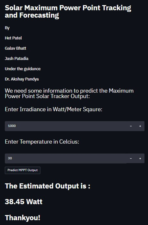 Github Galavbhatt Machine Learning Based Solar Maximum Power Point Tracking And Forecasting
