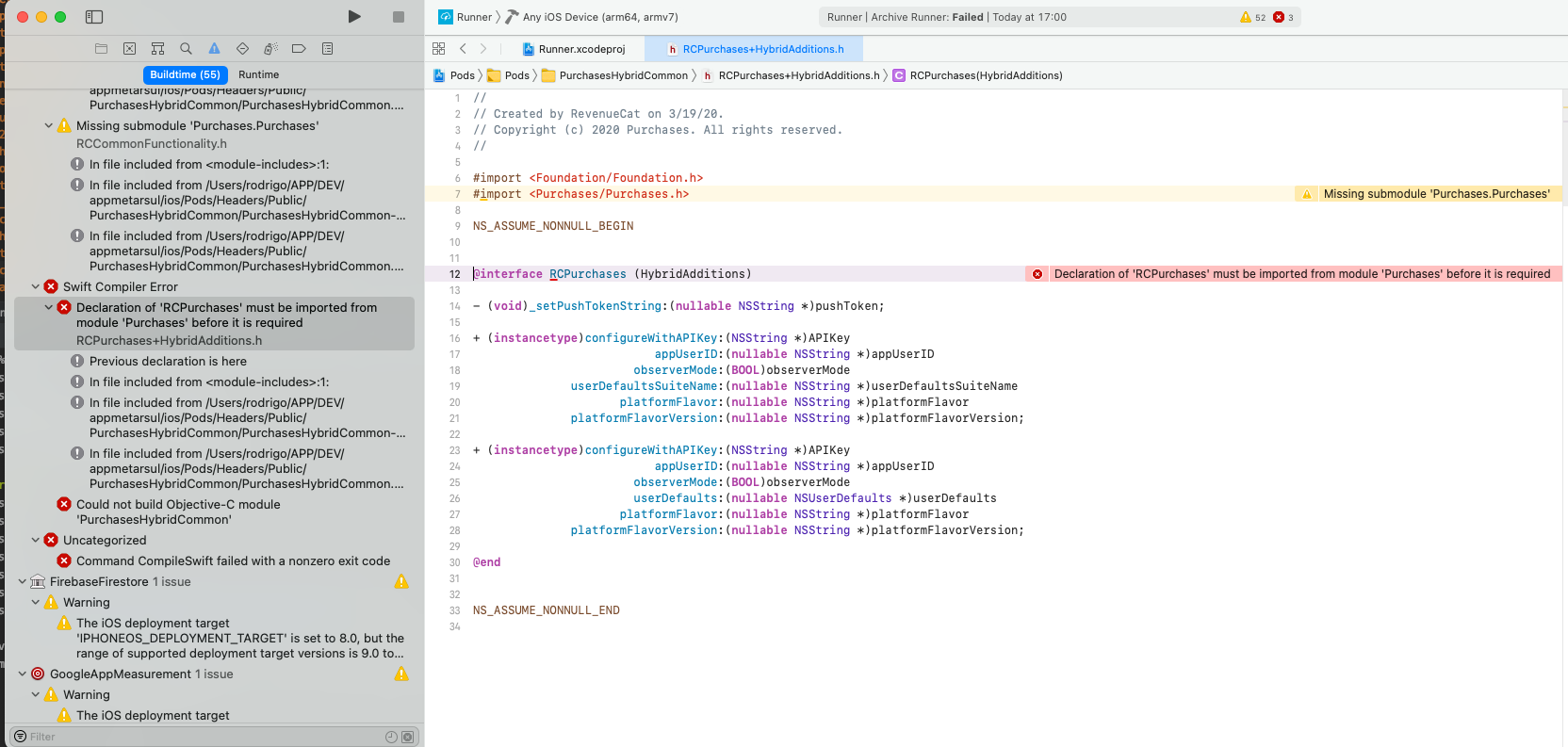 Ios Archive Error · Issue 134 · Revenuecatpurchases Flutter · Github