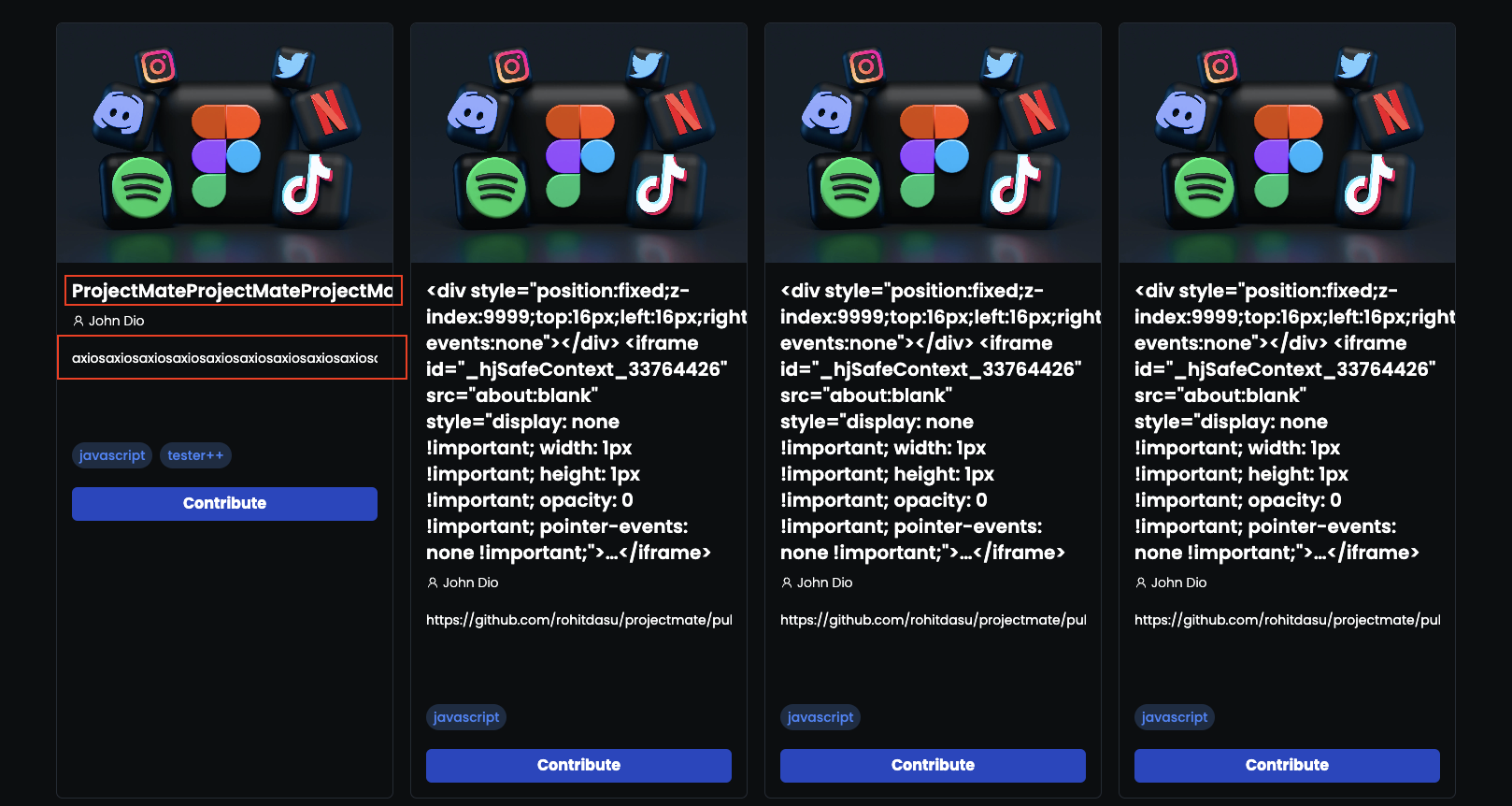 [BUG] Project card UI breaks · Issue #231 · rohitdasu/projectmate · GitHub