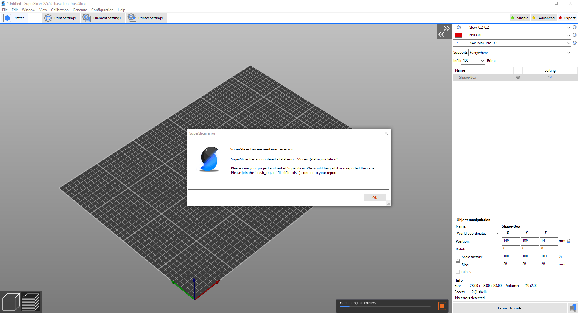 Access violation on a certain print profile · Issue #3778 · supermerill/SuperSlicer · GitHub