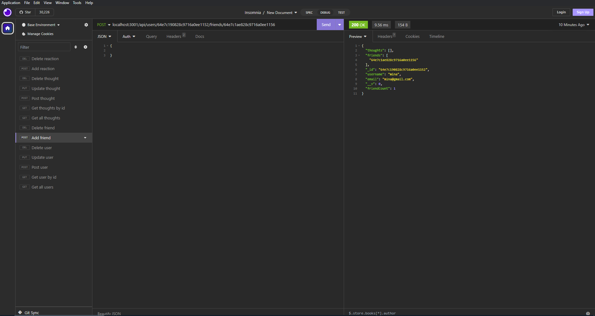 Github Araelt8nosql Social Api Expressjs Powered Api For A Social Network Featuring