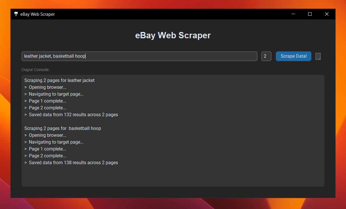 GitHub - vislow/eBay-Web-Scraper: Allows you to enter search term(s) and recieve a dataset of ...