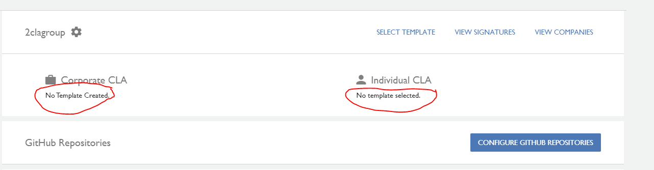 Text displayed for Corporate CLA and Individual CLA should be ...