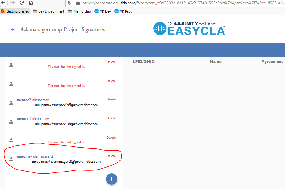 Corporate Console - Not able to delete CLA Manager from Manage Whitelist page · Issue #795 ...