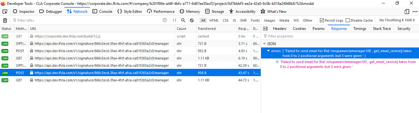 Corporate Console - Error message is not displayed when trying to add already accepted/added CLA ...