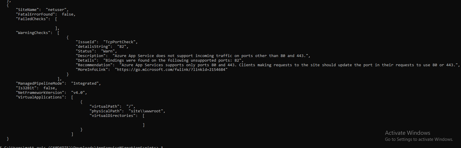 Get-SiteReadiness - Success Checks output in ReadinessResults.json · Issue #86 · Azure/App ...