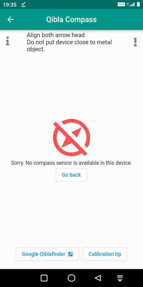Handle Qibla compass feature for phone without compass sensor · Issue ...