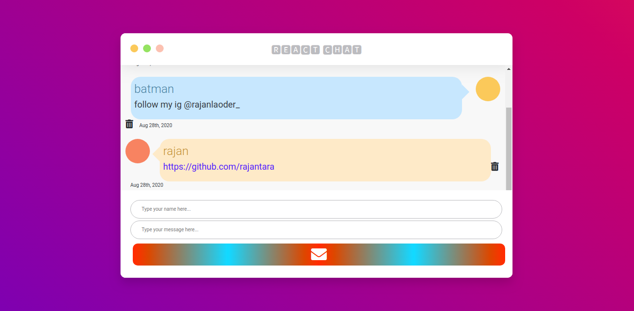 GitHub - rajantara/React-Chat: Simple react chat app of Rubicamp's challenge.Included with add ...