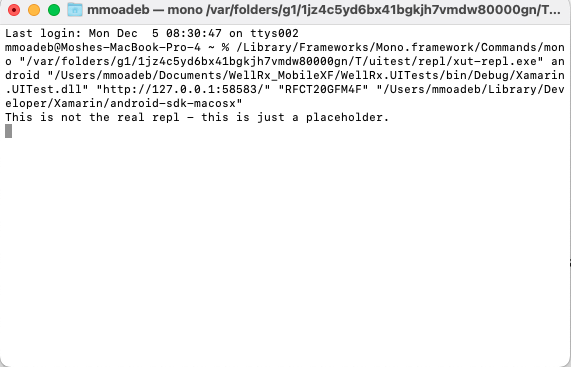 Apprepl Does Not Work With Xamarinuitest Version 401 410 With The Error Of This Is Not