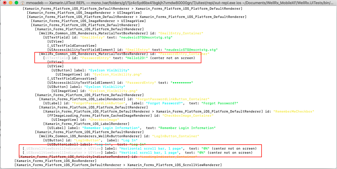 Element is visible by the UI but not by automation and an error "center ...