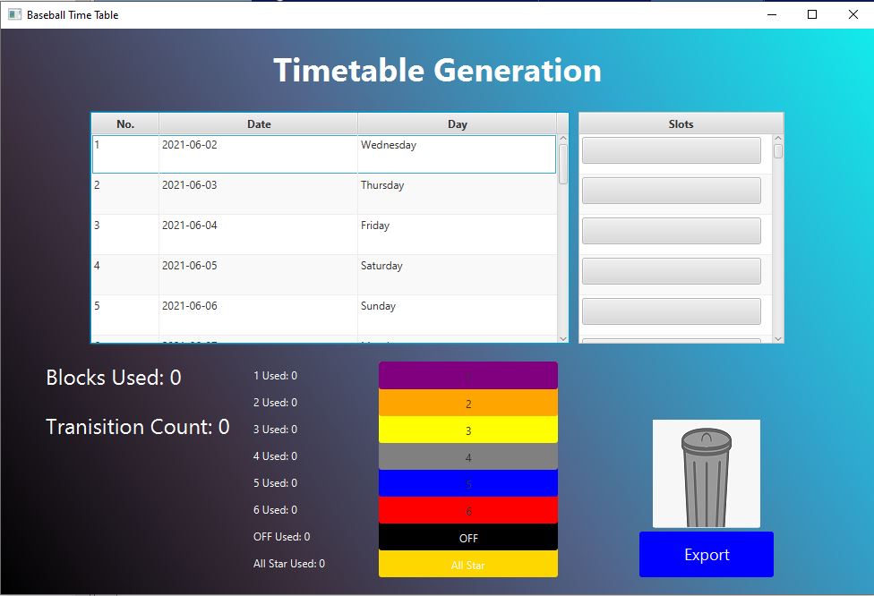 GitHub - dgodfrey206/TimeTableManager: An application for generating baseball timetables.