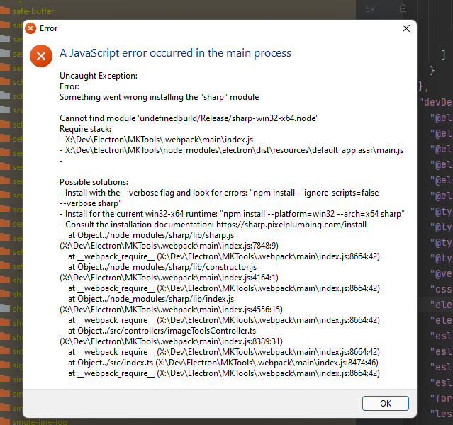 Error when running sharp in Electron App · Issue #3098 · lovell/sharp · GitHub