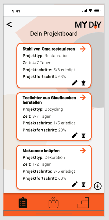 As a user I want to have an detailed overview about all my DIY projects ...