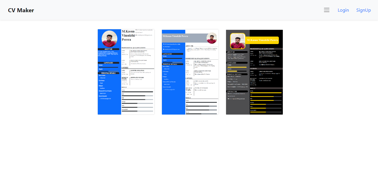 GitHub - kasunvimukthi/CV_Maker: Simple website for make cv