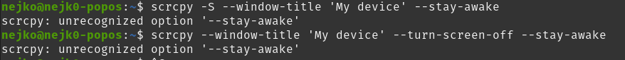 unrecognized option '--stay-awake' · Issue #2586 · Genymobile/scrcpy · GitHub