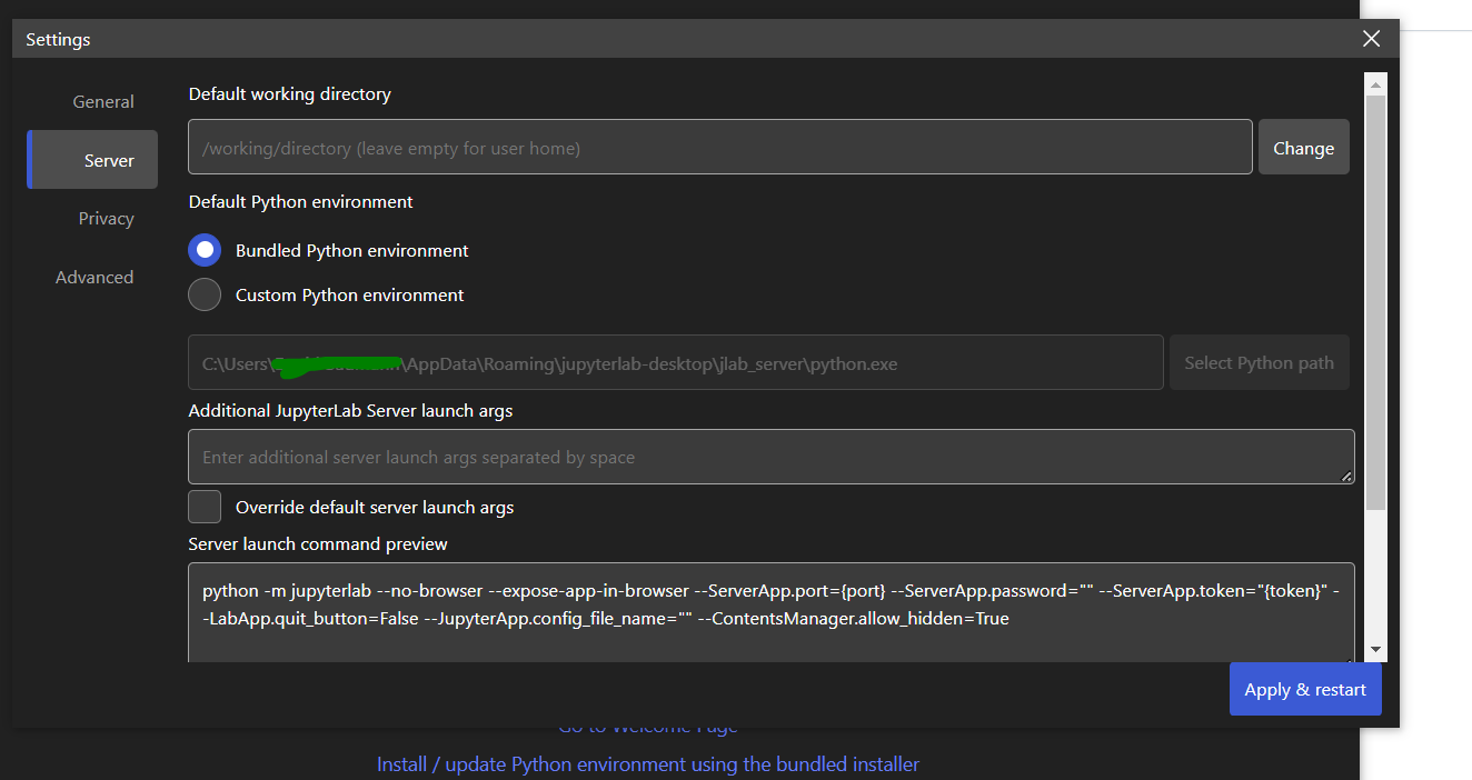 Feshly Installed Jupyterlab Desktop Failed To Create Session · Issue 595 · Jupyterlab
