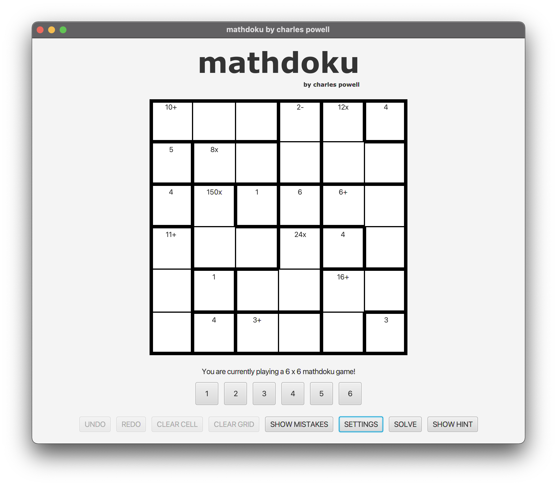 GitHub - cekpowell/mathdoku: An application for playing Mathdoku. Created for COMP1206 ...