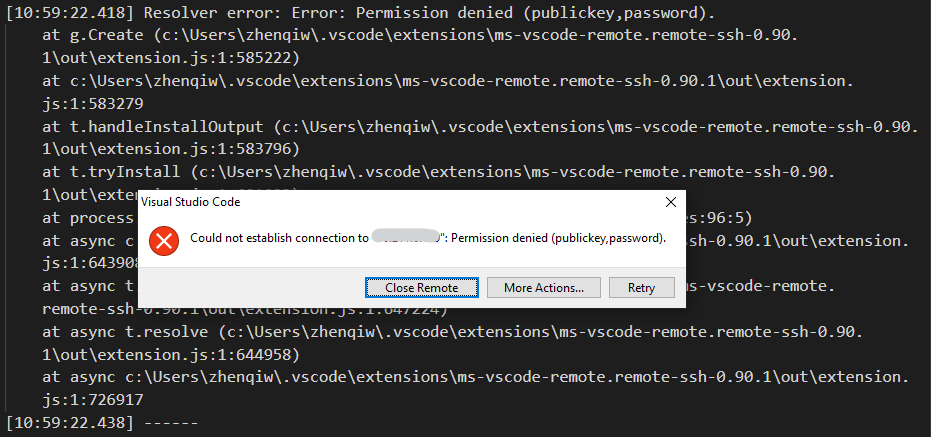 Failed to connect to the remote extension host server · Issue #1419 · microsoft/vscode-tools-for ...