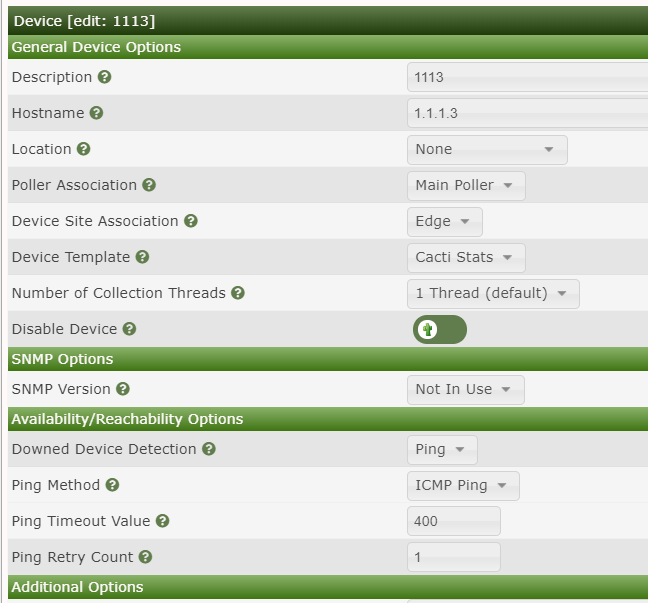 UDP ping is used even if ICMP PING is specified in Availability/Reachability Options./Version 1. ...