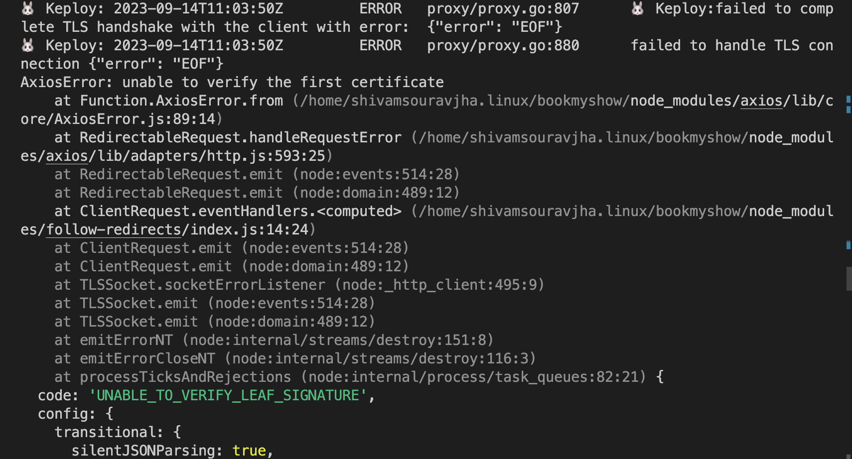 [bug]: outgoing http calls fail in node app · Issue #822 · keploy/keploy · GitHub