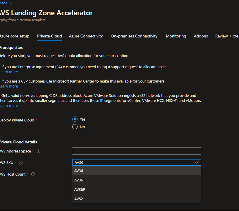 AVS A36PT not showing as a SKU · Issue #223 · Azure/Enterprise-Scale-for-AVS · GitHub