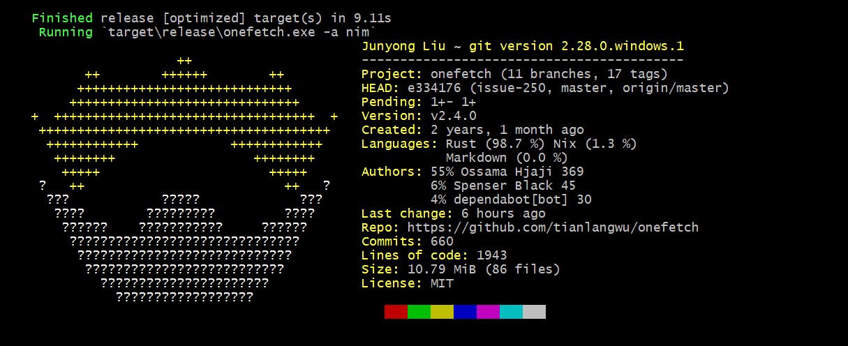 Reduce size of Nim's ASCII logo · Issue #250 · o2sh/onefetch · GitHub
