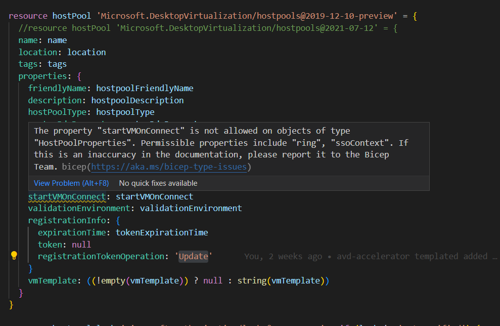 Host Pool - startVMOnConnect does not get set regardless of the setting ...