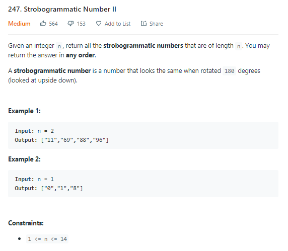 247. Strobogrammatic Number II · Issue #57 · spiralgo/algorithms · GitHub