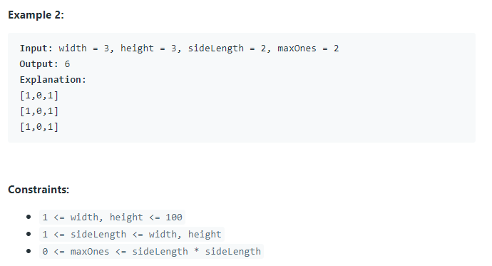1183 Maximum Number Of Ones · Issue 213 · Spiralgo Algorithms · Github