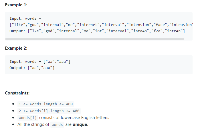 527. Word Abbreviation · Issue #214 · spiralgo/algorithms · GitHub
