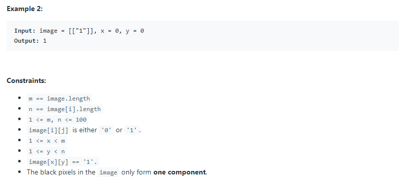 302. Smallest Rectangle Enclosing Black Pixels · Issue #219 · spiralgo/algorithms · GitHub