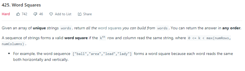 425. Word Squares · Issue #220 · spiralgo/algorithms · GitHub