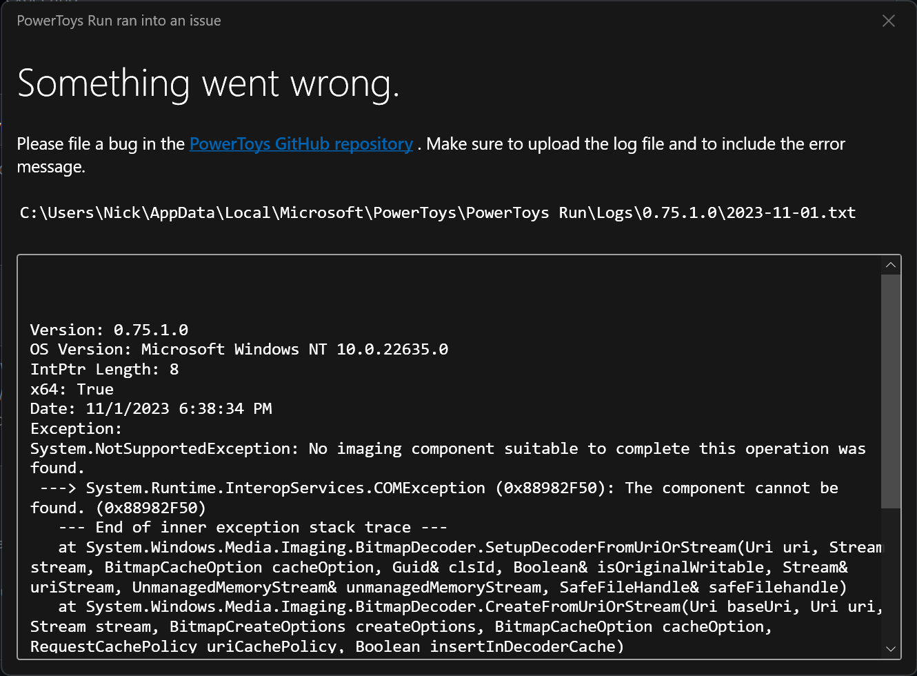 Something went wrong apparently · Issue #29616 · microsoft/PowerToys · GitHub