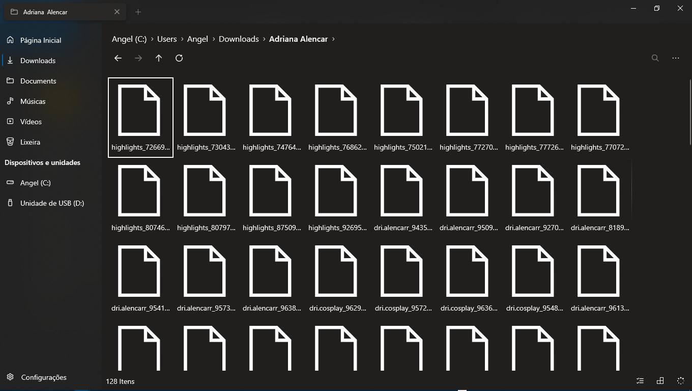 all the icons of the folder full of videos and photos when I open the ...