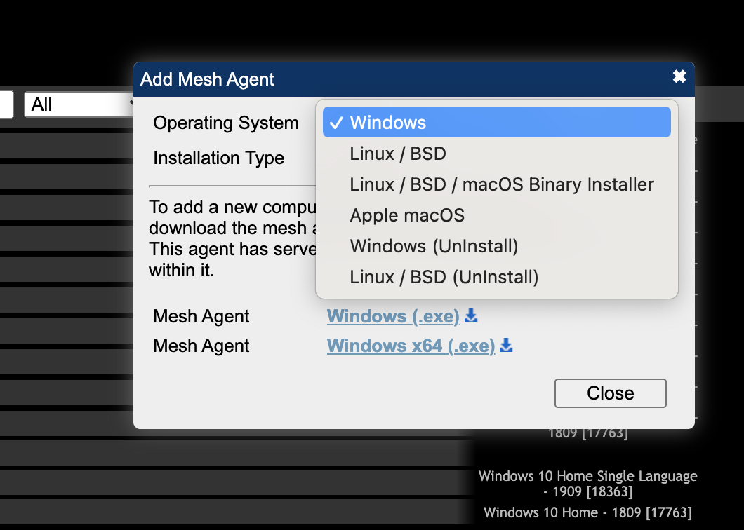 MeshCentral Assistant download does not appear · Issue #2720 · Ylianst ...