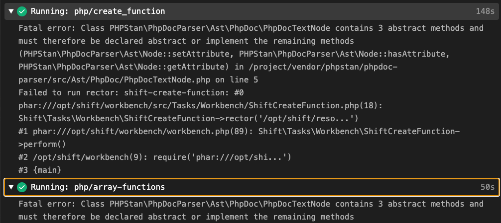 PHP tasks are failing · Issue #7 · laravel-shift/workbench-issues · GitHub