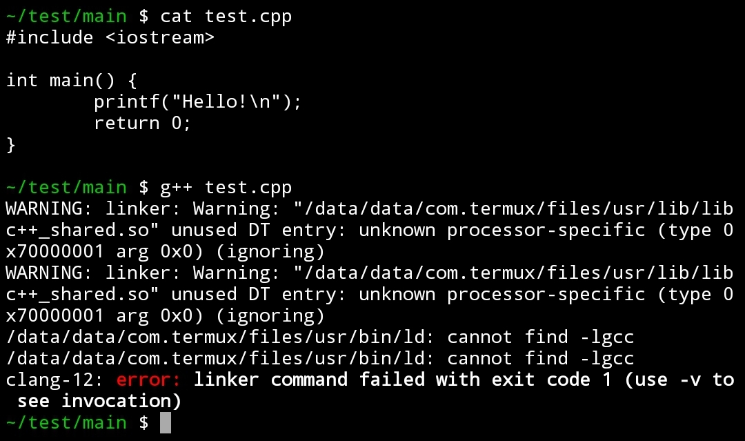 [bug] Warning Linker Warning Data Data Com Termux Files Usr Lib Libc Shared So Unused