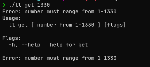 when passing 1330 as argument for get command, following error is thrown · Issue #4 · rustiever ...