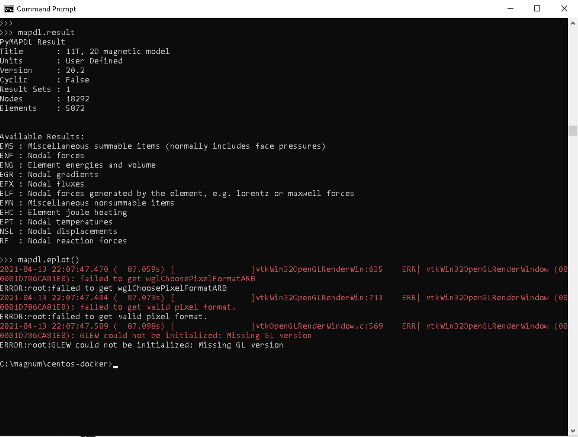 vtkWin32OpenGLRenderWin Error · Issue #396 · ansys/pymapdl · GitHub vtkWin32OpenGLRenderWin Error · Issue #396 · ansys/pymapdl · GitHub